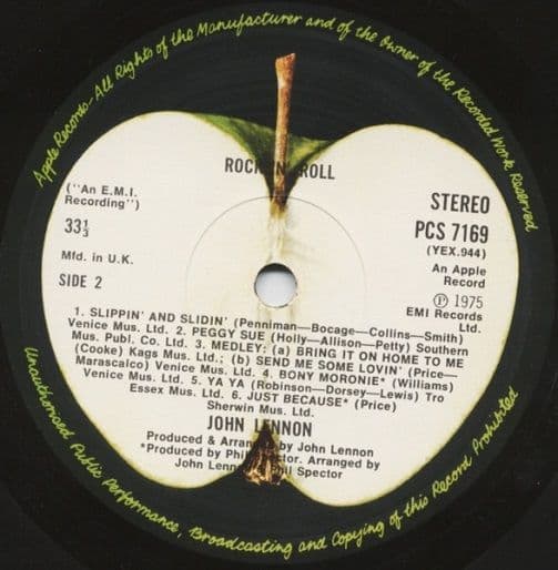 JOHN LENNON Rock N Roll Vinyl Record LP Apple 1975